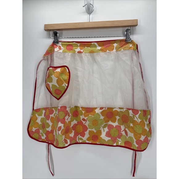 Dining | Vintage 195s Pretty Colorful Floral Cotton Sheer Lace Half ...